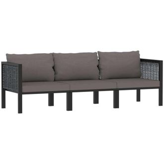 vidaXL 3-Sitzer-Sofa mit Auflage Anthrazit Poly Rattan Vidaxl