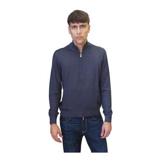 Barba Full Zip Cardigan - - Knitwear - Herren - Blau - XL