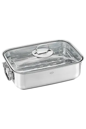 Rösle Bräter Elegance, Transparent, Metall, rechteckig, 28.3x17.9x40.3 cm, backofengeeignet,backofengeeignet, Kochen, Töpfe, Bräter