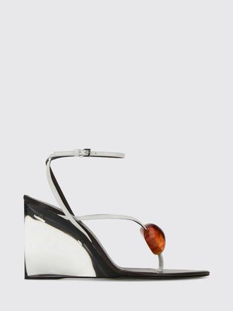 Alaia Sandales tongs en cuir avec talon compens&eacute; sculptural et broderie