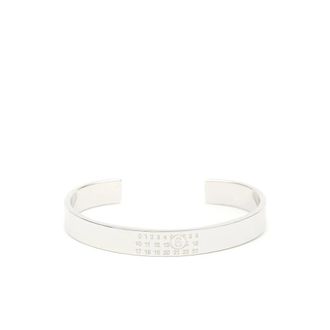 Maison Margiela Femme, Accessoires, Gris, Taille: 2XL Bracelet Manchette Logo Grav&eacute; Argent&eacute;