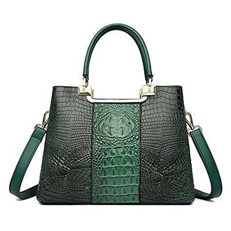 Generic Sac &agrave; main en cuir v&eacute;ritable pour femme, sac &agrave; main tendance avec poign&eacute;e sur le dessus, grand sac fourre-tout pour femme, Vert, Large