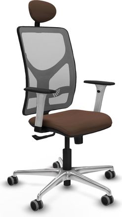 Piqueras y Crespo PC-Schreibtischstuhl mit wei&szlig;en und schwarzen Armlehnen, h&ouml;henverstellbare Lendenwirbelst&uuml;tze und festes Kopfteil, ausgestattet mit 3 Positionen, Grau