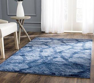 Safavieh Tapis Contemporain Pour Salon, Salle à manger, Chambre à coucher - Retro Collection, Tapis à poil court, Bleu et bleu foncé, 122 X 183 cm