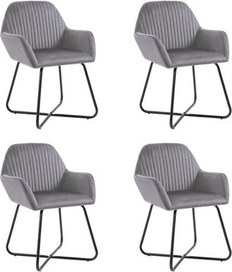vidaXL Vidaxl - Chaises &agrave; manger lot de 4 gris velours