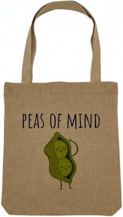 Fabulous Sac Shopping Tote Bag Aspect Lin - Peas of Mind Pun Food Vegetable Wellness - Sac de Courses Toile Epaisse 360g Beige Naturel Cabas Port&eacute; Epaule Solid