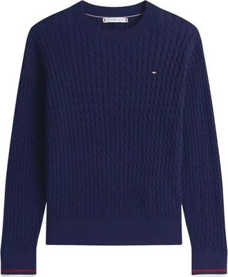 Tommy Hilfiger Femme, Pulls, Bleu, Taille: 38 FR CO Cable Fine GG C-N