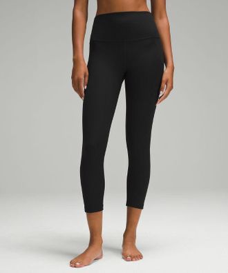 lululemon Align Gerippte Crop Leggings mit hohem Bund für Frauen - 58 cm - Größe 12 in Black