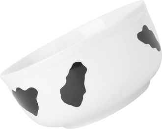 Lurrose Keramische Salatschale Kuh Muster: Nette Lebensmittelschalen Container Süßigkeiten Teller Müsli Teigwaren Schüssel 12 cm 5 Zoll Für Dessert Fruchtsala