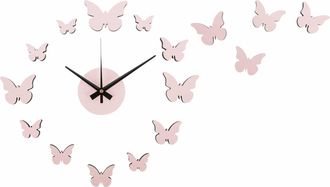 Karlsson Wanduhr DIY Butterfly - Rosa - Ø35cm - Rund - Polypropylen - PP - Wanduhr Modern Wohnzimmer - Wanduhren