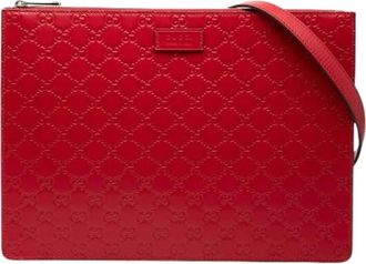 Gucci Sac bandouli&egrave;re en cuir gaufr&eacute; Pre-owned - Femme - Pre-owned - Rouge - Taille: ONE Size