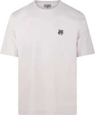 Maison Kitsun&eacute; Homme, Tops, Beige, Taille: XL Fox Head Comfort Tee-shirt