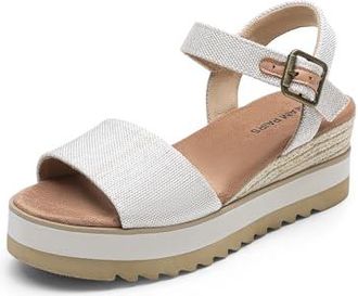 Dream Pairs Sandales à Talon Compensé pour Femmes Confortables Sandale Espadrilles dÉté Classique à Plateforme,Size 40.5,Canneaux Naturels,DWUMPS2504