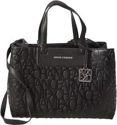 A|X Armani Exchange Liz Pebble Embossed Logo Texture, Sac de Shopping Femmes, Noir, Taille Unique