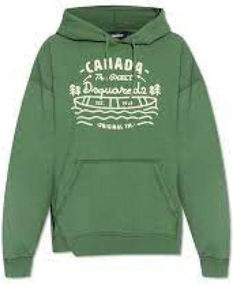 Dsquared2 Homme, Sweatshirts et sweats &agrave; capuche, Vert, Taille: M Printed Sweat &agrave; capuche