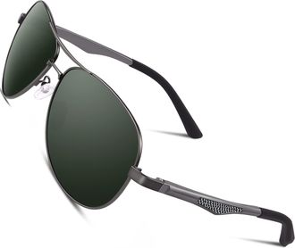 CGID Sonnenbrille Herren Pilotenbrille Polarisiert Ultraleichte AL-MG Metallrahmen Klassische Fliegerbrille UV400 Schutz CAT3 CE Fahren Angeln Laufen Outdo