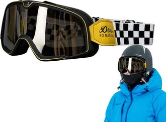 Generico Motorradfahrer - Vintage-Sicherheitsglas mit Staubdichte, für Motorradfahrräder, Skifahrräder, winddicht, mit verstellbarem Band, Mu