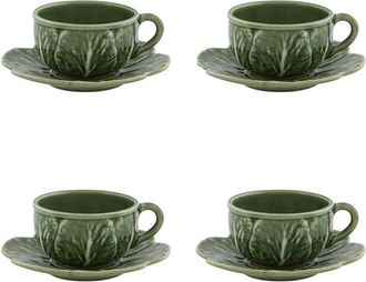 Bordallo Pinheiro Tea Cup & Saucer - Set 4 - Cabbage