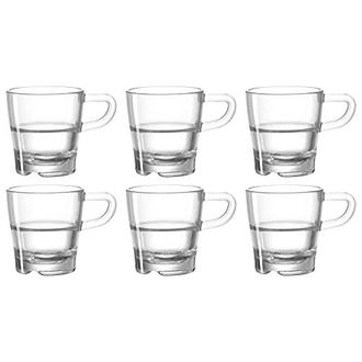 Leonardo Senso Espresso-Tasse, Espresso-Becher mit Henkel, spülmaschinengeeignete Espresso-Gläser, 6er Set, 70 ml, 024012