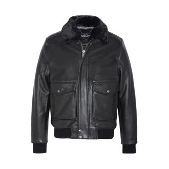 Schott NYC Kalbsleder Bomberjacke - - Jackets - Herren - Schwarzk - M