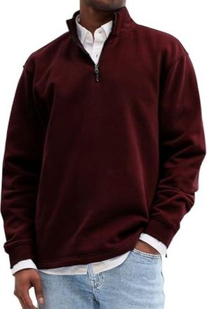 Generic Sweat &agrave; capuche semi-zipp&eacute; pour homme - Pull uni sans capuche &agrave; col montant - Sweat-shirt &agrave; manches longues d&eacute;contract&eacute; - Coupe ajust&eacute;e - Sweat &agrave; capu