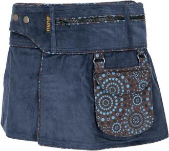 Guru Shop Jupe portefeuille en velours c&ocirc;tel&eacute; - Cacheur - Sac lat&eacute;ral - Pour femme - Coton, bleu fonc&eacute;, 38