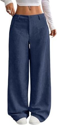 Generic Pantalon en velours c&ocirc;tel&eacute; pour femme - Taille &eacute;lastique - Jambes larges - Pantalon de loisirs &eacute;lastique - Pantalon haut confortable - Pantalon palazz