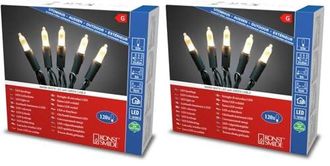 Konstsmide LED Minilichterkette, 120 warm wei&szlig;e Dioden, 24V Au&szlig;entrafo, gr&uuml;nes Kabel, Gr&uuml;n (Packung mit 2)