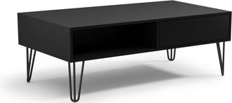 Furnix Couchtisch danlay hairpin Kaffeetisch Metalfüße & Schubladen Schwarz - Furnix