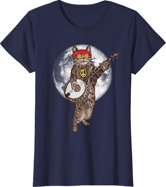 Giant Step Design Co. Psychedelic Hippie Banjo Cat! Funny Bluegrass Music T-Shirt