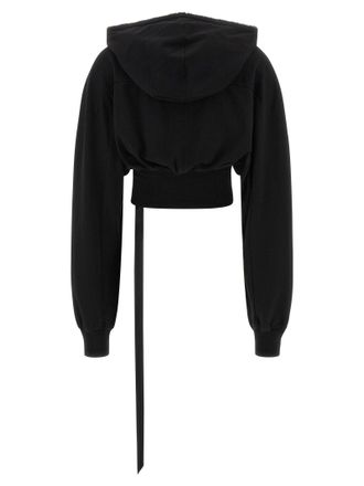 Rick Owens Cropped Compact Cotton Hoodie - Black