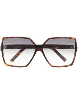 Saint Laurent Eyewear lunettes de soleil &agrave; effet &eacute;caille de tortue - Marron