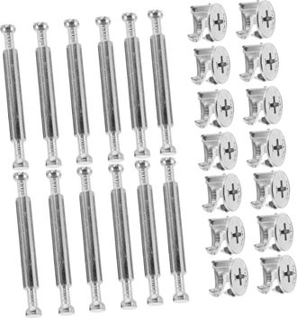 DOITOOL 10 Stück Möbelverbinder Doppelkopfschraube Eisen 3-in-1 Exzenter Verbindung Möbelbau Verstellbar Für Schrank Und Kommodenpaneele