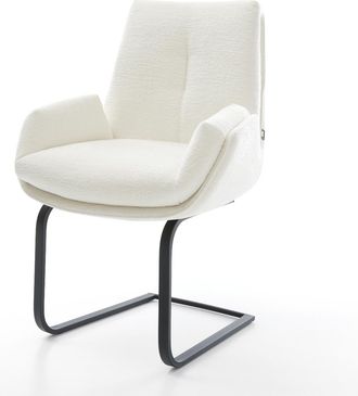 DELIFE Freischwinger Clea-Flex Boucl&eacute; Soft Beige Freischwinger flach Schwarz, Esszimmerst&uuml;hle