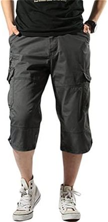 Onsoyours Hommes Cargo Shorts en Coton Bermuda Pantalon 3/4 Pantacourt Casual Multipoches Décontracté Eté Hommes Short de Sport Court Pantalon A GrisFoncé 3XL