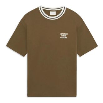 Dr&ocirc;le de Monsieur T-shirt &agrave; col contrastant avec logo - Homme - Tops - Vert - Taille: M
