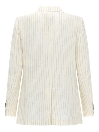 Max Mara Linen Pinstripe Blazer - White
