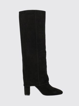 Via Roma 15 Bottes hautes en daim avec un talon haut carr&eacute;