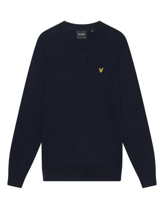 Lyle & Scott Pull en coton m&eacute;rinos &agrave; col en V - Bleu marine fonc&eacute;