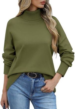 Heekpek PASUDA Pull Femme Col Roulé Hiver Chaud Tricoté Pulls Chic et Élégant Pullover Décontracté Manches Longue Sweat Tunique Automne Sweatshirts Casual Hau