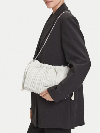 Calvin Klein Handtasche Drawstring Plisse Crossbody LV04F3076G Wei&szlig;