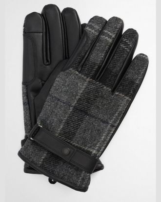 Barbour Lederhandschuhe mit Handr&uuml;cken aus Wolle, Barbour Tech in
