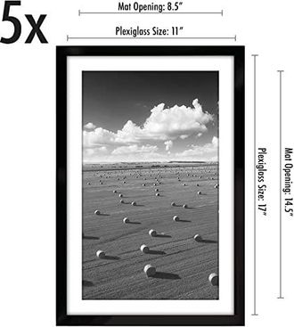 Americanflat Bilderrahmen, 28 x 43 cm, mit poliertem Plexiglas - 5er-Set, 23 x 38 cm Rahmen mit Passepartout oder 28 x 43 cm Fotos ohne Passepartout, Galleria Koll