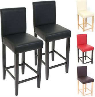 Mendler Mendler - Lot de 2 tabourets de bar M37, simili-cuir mat, crème/pieds clairs