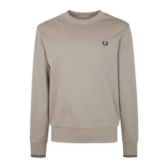 Fred Perry Homme, Sweatshirts et sweats &agrave; capuche, Beige, Taille: L SweaT-shirt ras du cou avec couronne de laurier
