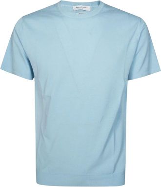Daniele Fiesoli Homme, Tops, Bleu, Taille: L T-Shirt Coton Cr&ecirc;pe Base