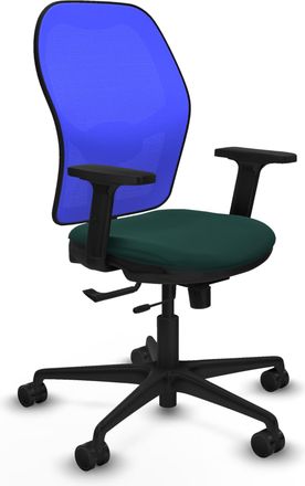 Piqueras y Crespo Computerstuhl mit 2D-Armen, h&ouml;henverstellbare Lendenwirbelst&uuml;tze, ausgestattet mit Syncro/Traslack und injiziertem Schaumstoff, Blau/Flaschengr&uuml;n