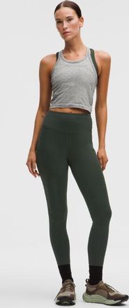 lululemon Legging Fast and Free taille haute en molleton Poches pour Femmes - 71 cm - Vert - Taille 10