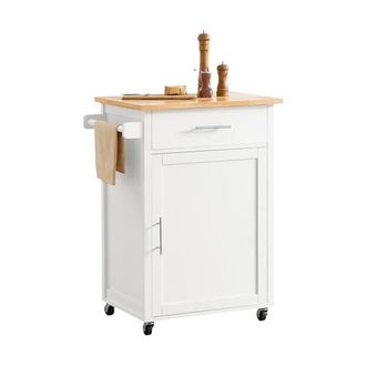 SoBuy Desserte Cuisine Meuble Cuisine Meuble de Rangement Desserte à roulettes Chariot de Cuisine avec Tiroir Porte Plan de Travail Petit Meuble 68x46x90 cm