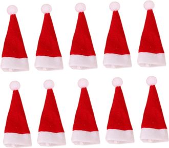 Valiclud 10 St&uuml;ck Kleiner Weihnachtsmannm&uuml;tzen aus Vliesstoff Kleine Weihnachtsdekoration f&uuml;r Lutscher Weinflaschen und Tisch Bunte Kleiner Weihnachtsh&uuml;te zum 